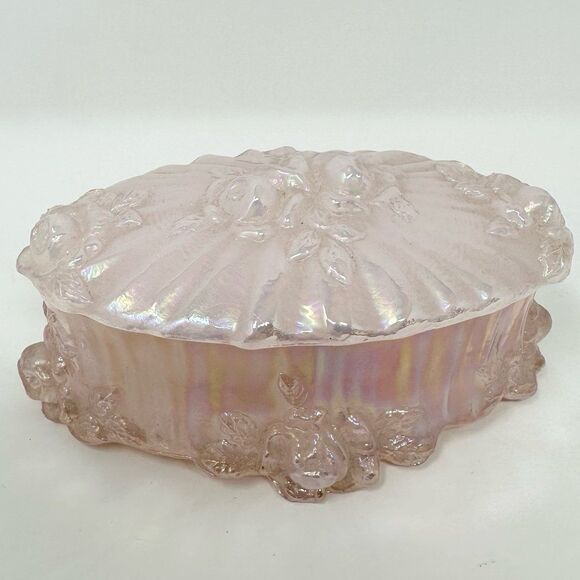 Fenton | Accents | Vintage Fenton Cabbage Rose Pink Irridescent ...